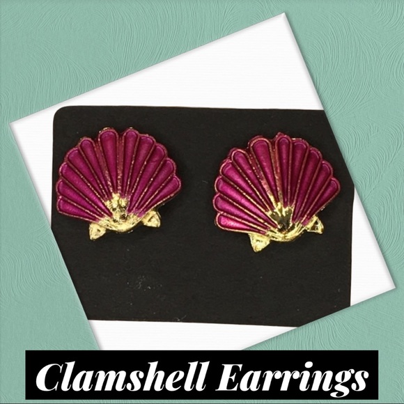 Jewelry | Magenta Clam Shell Earrings | Poshmark